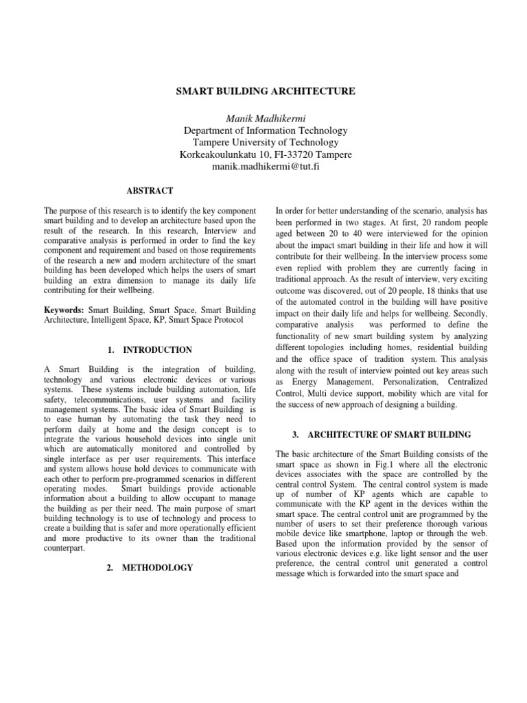 Smart Building Architecture | PDF | Building Automation | Automation