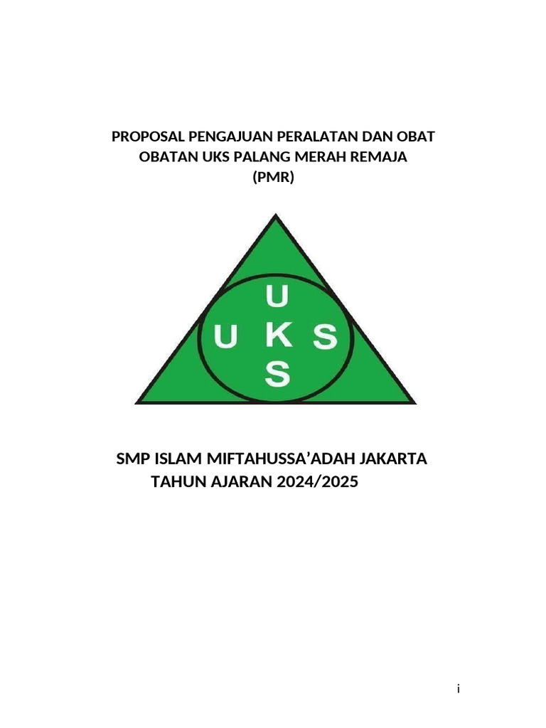 Proposal Peralatan dan Obat UKS PMR SMP | PDF