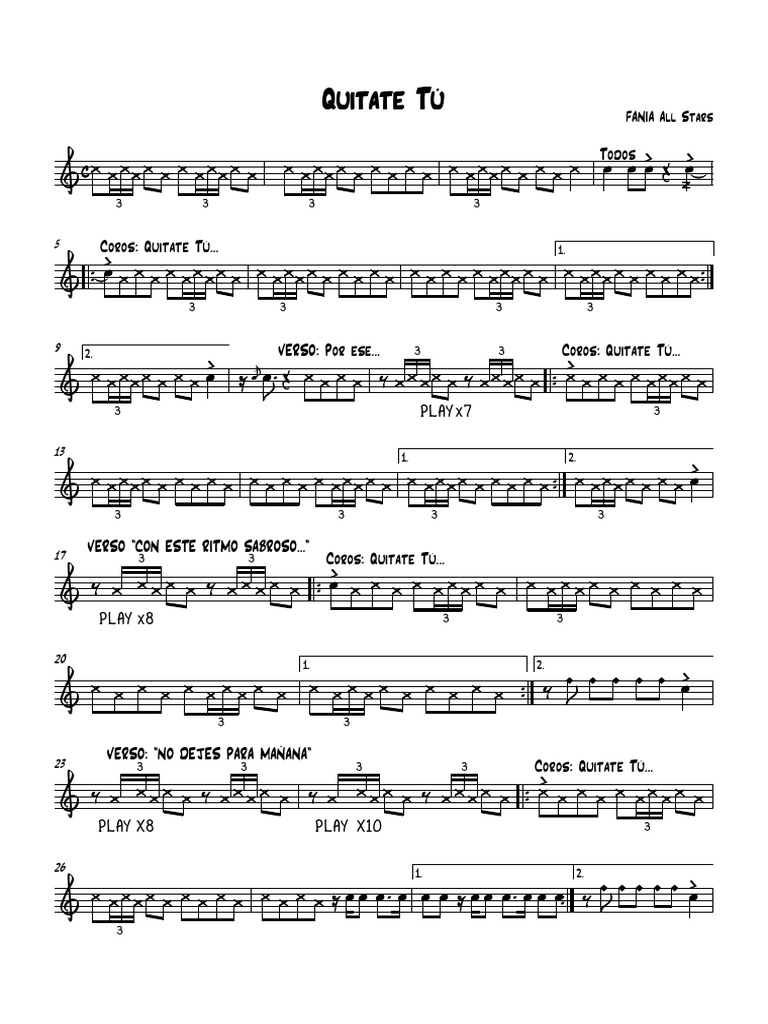 Letras de "Quítate Tú" - Fania All-Stars | PDF