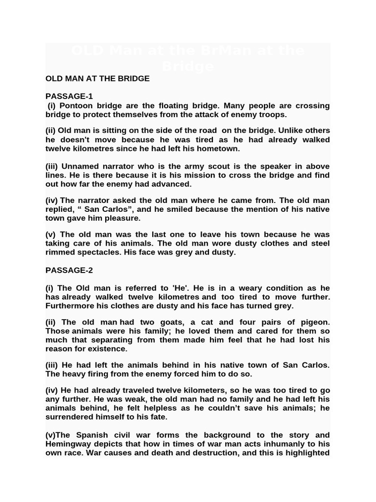 OLD Man at The BrMan at The Bridge | PDF | Resurrection Of Jesus