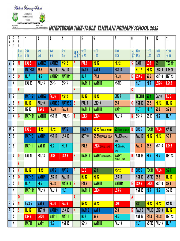Intersen Time Table 2025 - 083517 | PDF | Science