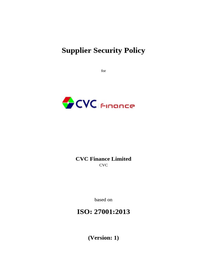 ISO 27001 Supplier Security Policy | PDF | Information Security