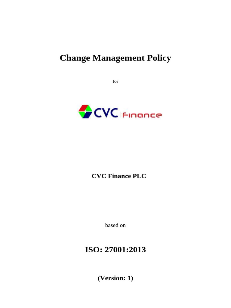 CVC Finance Change Management Policy | PDF | Information Security ...