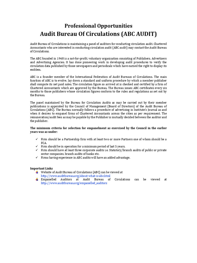 F-29. Professional Opportunities - Audit Bureau of Circulations - ABC ...