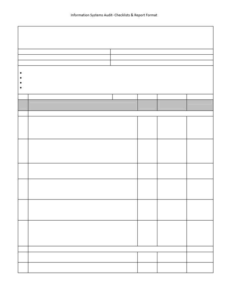 E-16. Information Systems Audit- Checklists _ Report Format | PDF ...