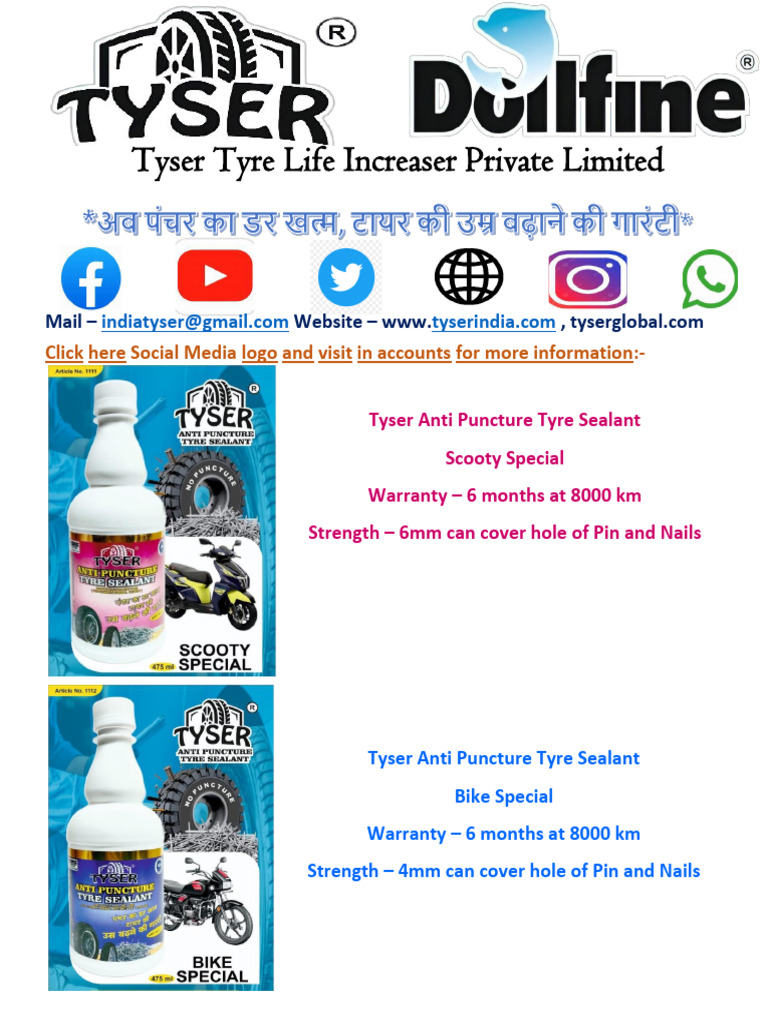 Tyser Anti Puncture Tyre Sealant | PDF