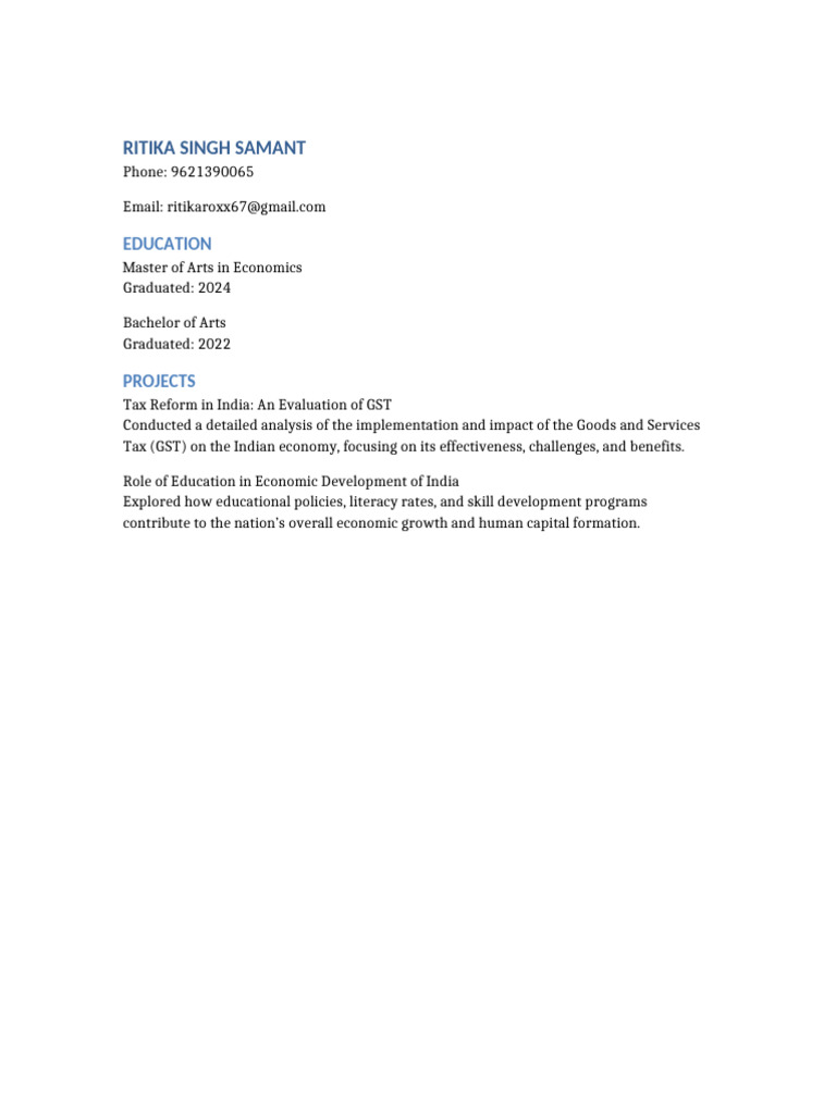 Ritika Singh Samant Resume | PDF