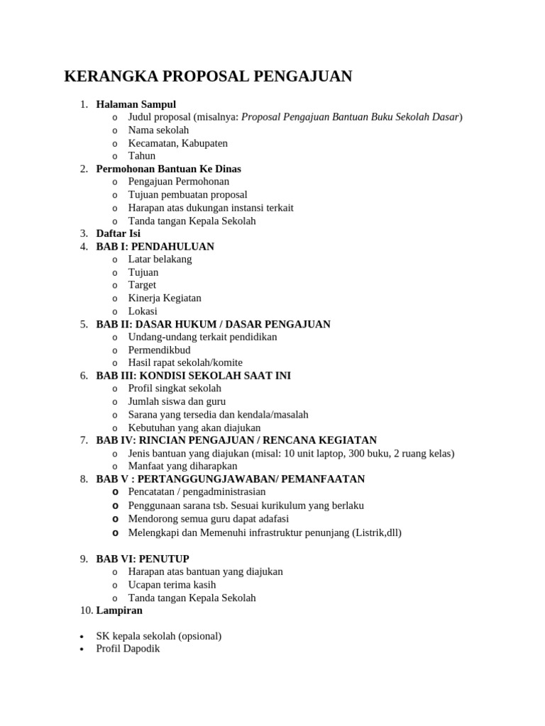 Kerangka Proposal Pengajuan | PDF