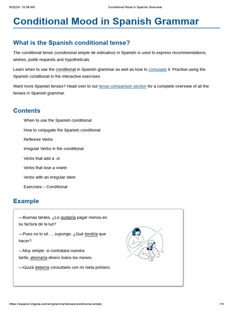 Conditional Mood in Spanish Grammar | PDF