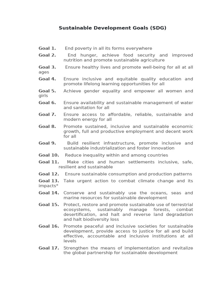 Overview of Sustainable Development Goals | PDF