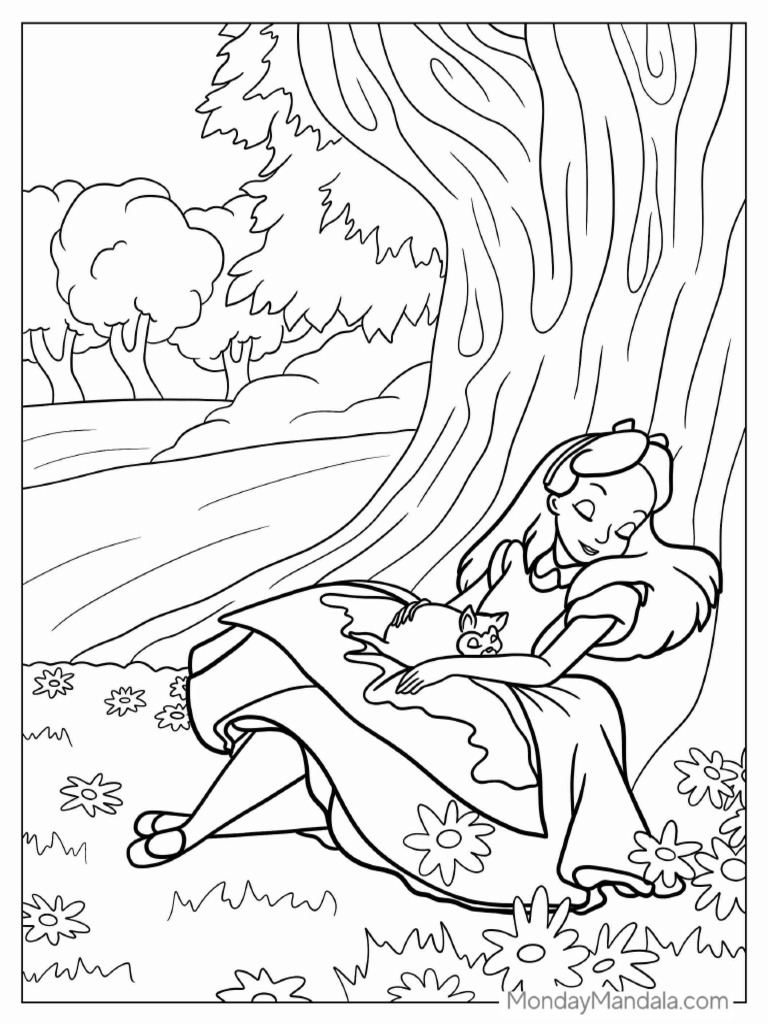Alice Sleeping Under Tree Coloring Page | PDF