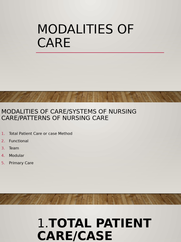 Updated Modalities of Care | PDF | Nursing | Health Care