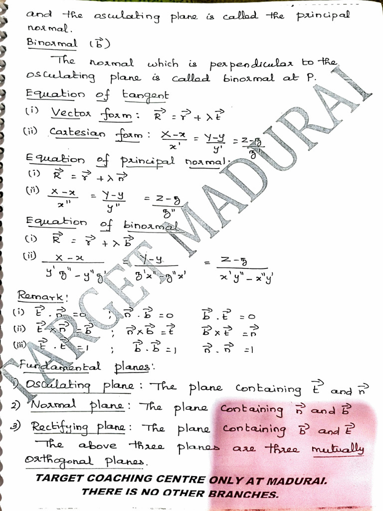 Principal and Rectifying Planes Explained | PDF