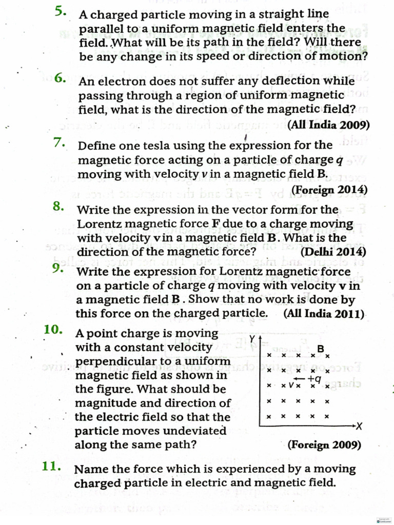 Moving Charges Topic 1 | PDF