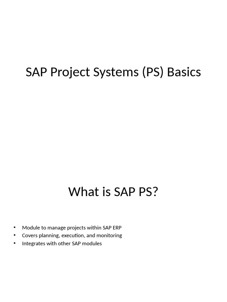 SAP Project Systems Basics | PDF