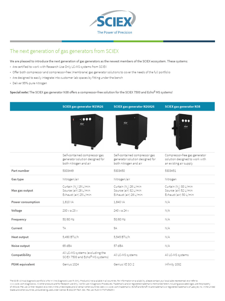 Next-Gen SCIEX Gas Generators | PDF | Electric Power | Electricity