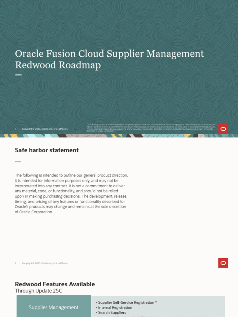 Oracle Redwood Supplier Management Roadmap | PDF | Oracle Corporation ...