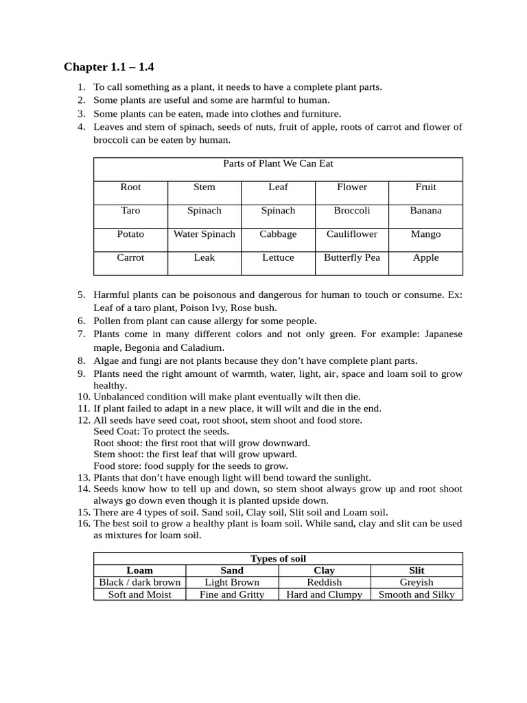 P3 Science Notes - Mid Test Material | PDF | Plants | Foods