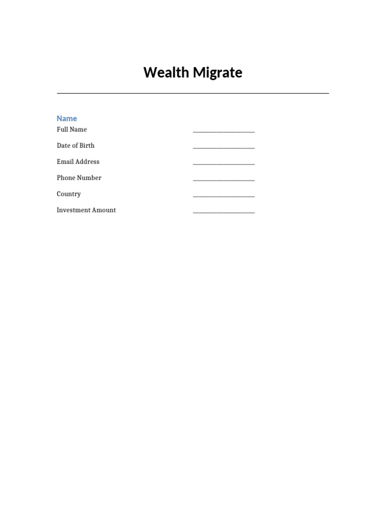 Wealth Migrate Form | PDF