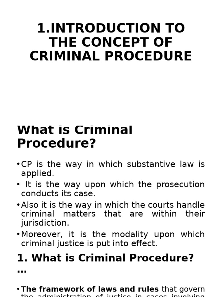 1.introduction To Criminal Procedure | PDF | Criminal Procedure In ...