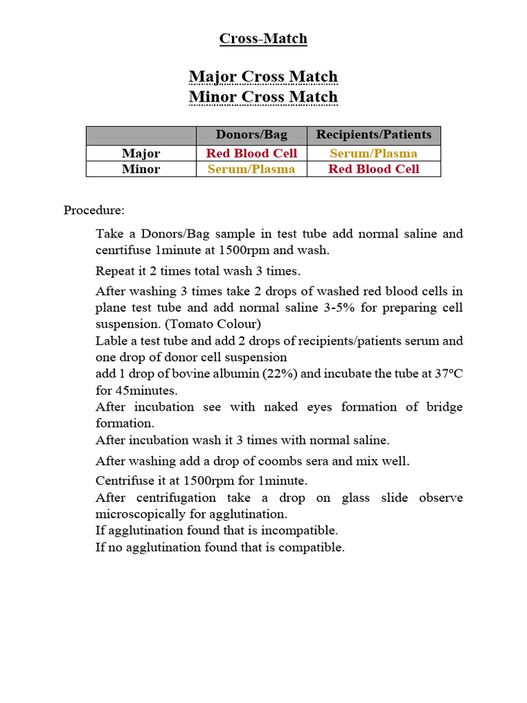 Cross-Matching Procedures Explained | PDF