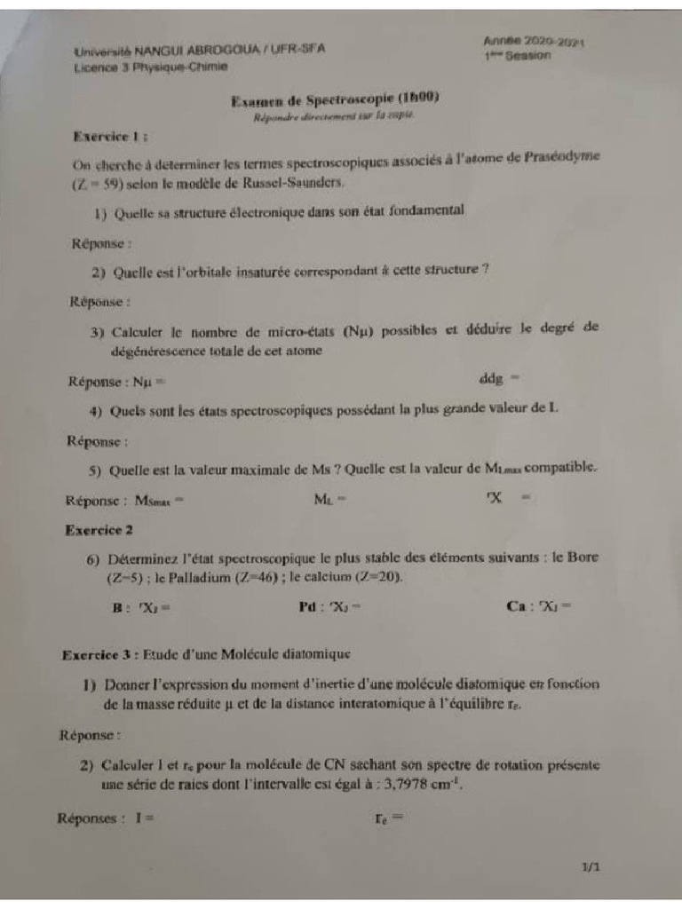 Examen Spectro. | PDF