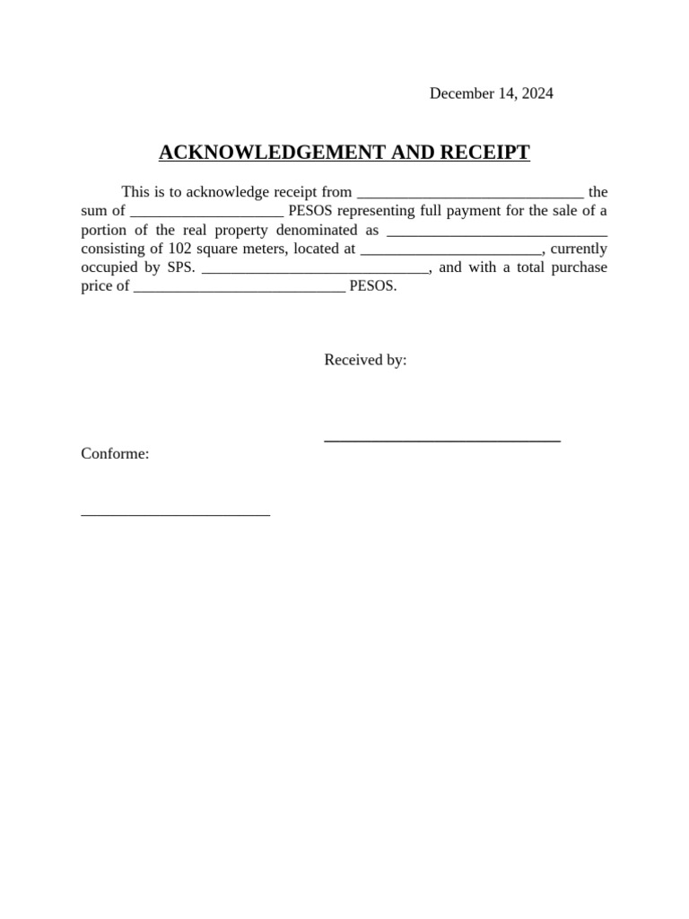 Acknowledgement Receipt | PDF