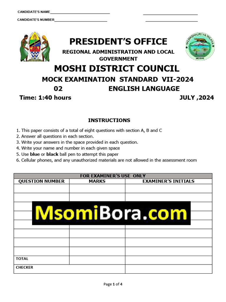 English Language MDC Mock 2024 | PDF