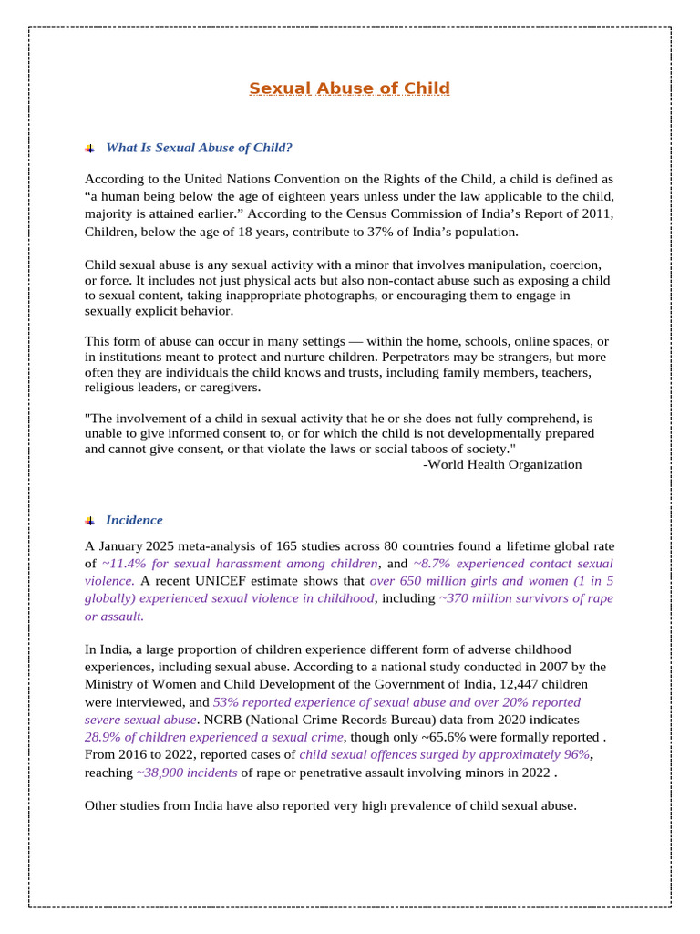 Sexual Abuse of Child & Women | PDF | Mental Disorder | Child Abuse