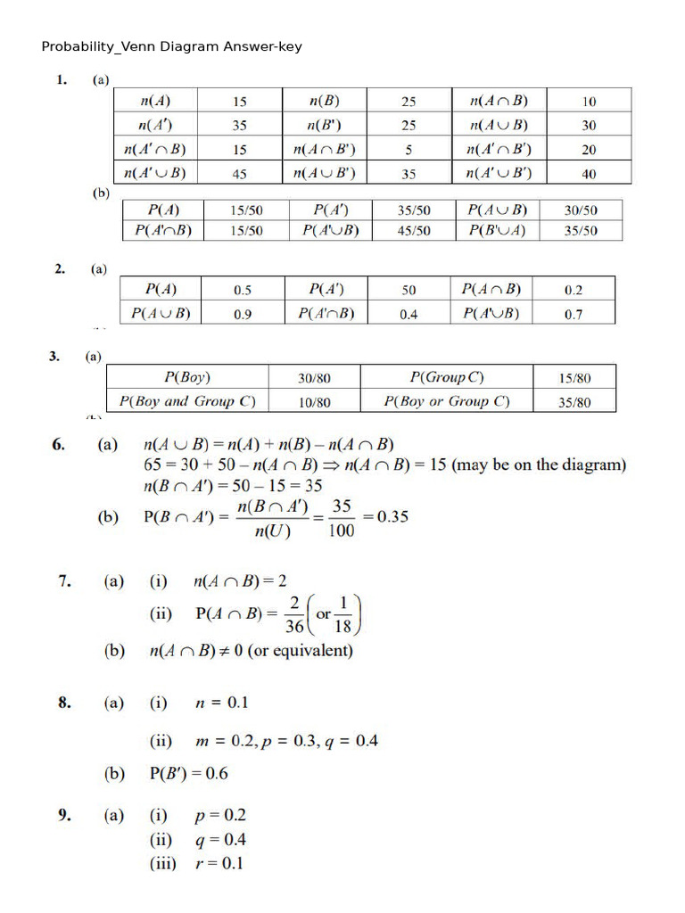 Probability Venn Diagram MS | PDF