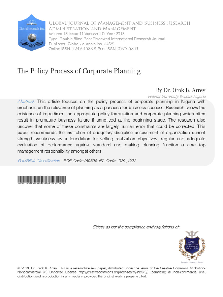 2 The Policy Process of Corporate - PDF | PDF | Strategic Planning | Policy