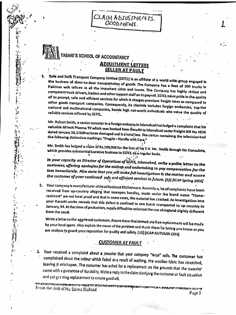 PRC 1 BWCS Adjustment Letters | PDF