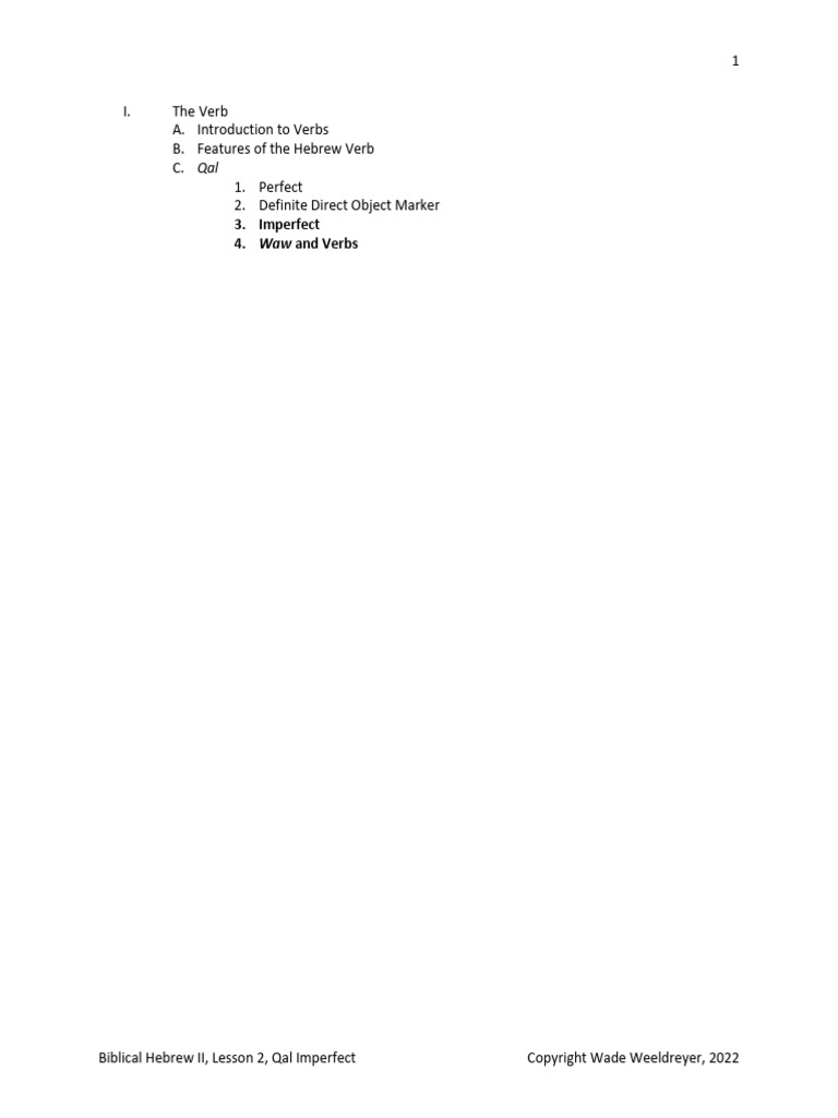 Qal Imperfect in Hebrew Grammar | PDF | Perfect (Grammar) | Language ...