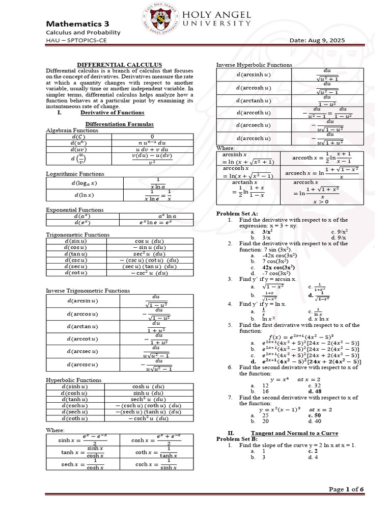Differential Calculus and Derivatives Guide | PDF | Interest | Depreciation