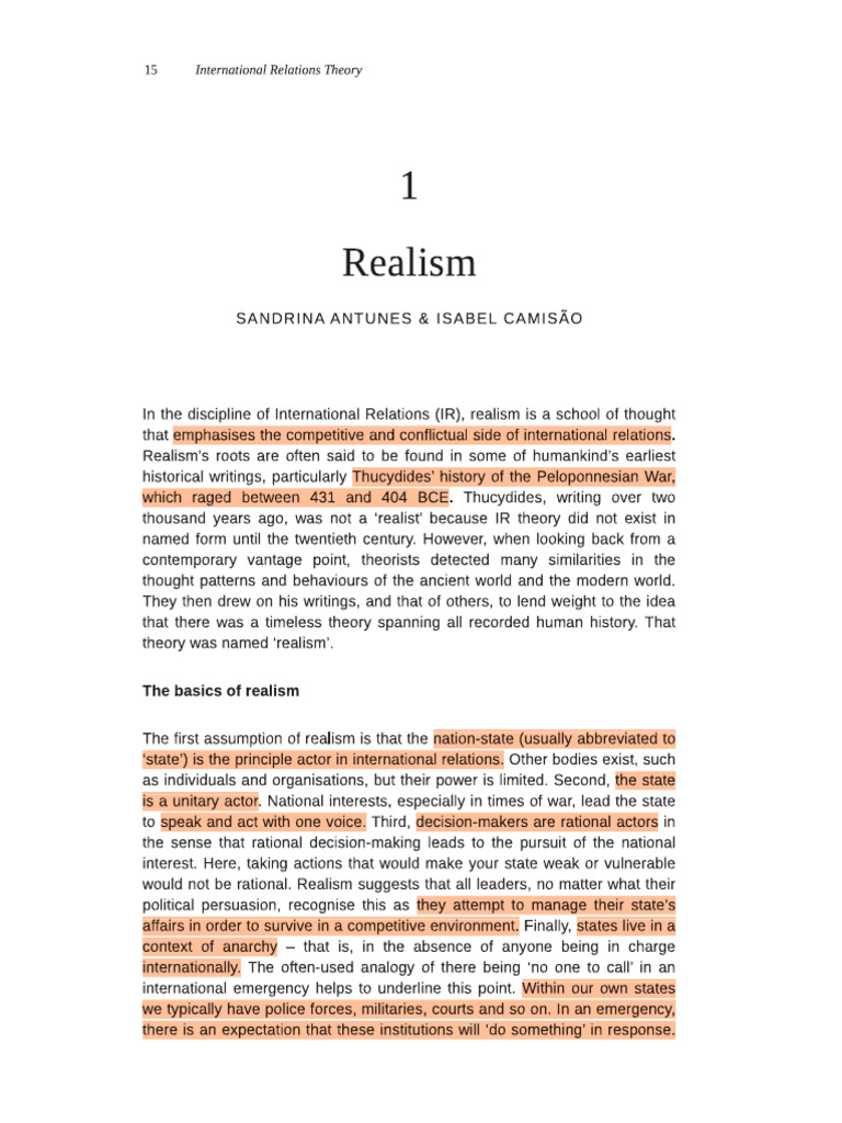 IR Theory Reaslim - E-IR | PDF