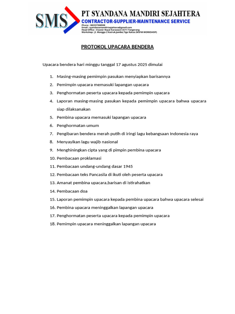 PROTOKOL UPACARA BENDERA | PDF