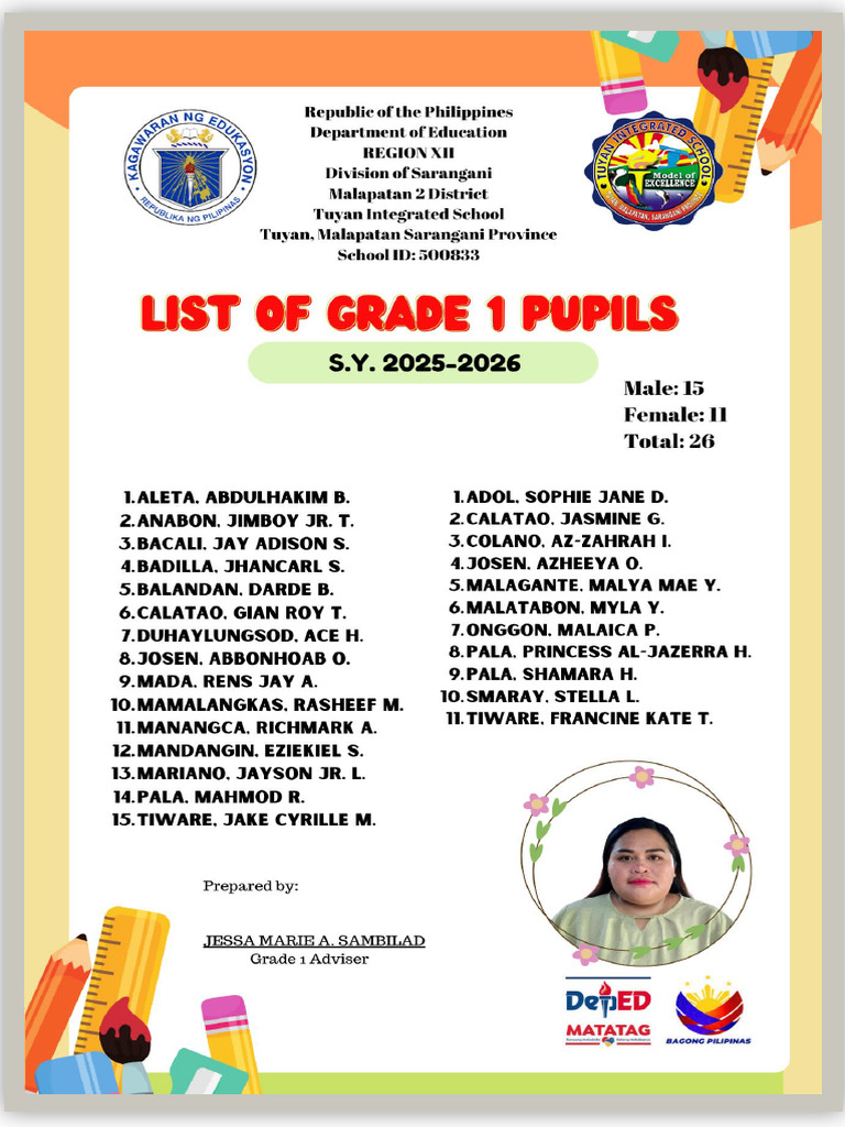 List of Pupils Template | PDF