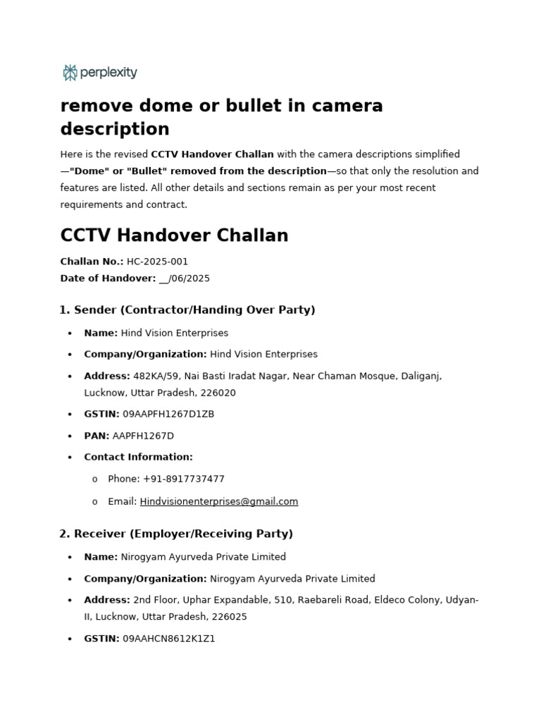 Revised CCTV Handover Challan | PDF | Computing
