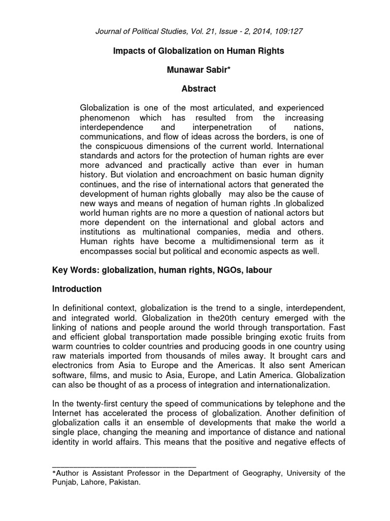 Impacts of Globalization On Human Rights | PDF | Human Rights Watch ...