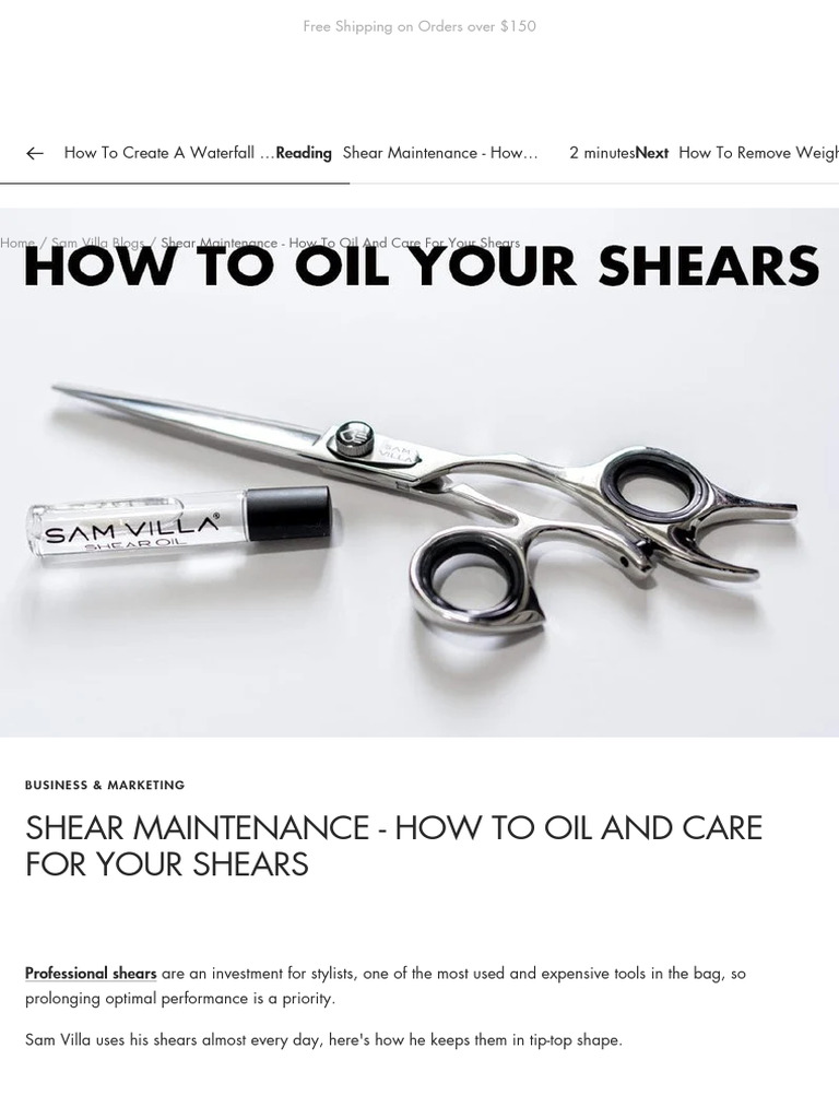 Shear Maintenance - How To Oil and Care For Your Shears | PDF | Scissors