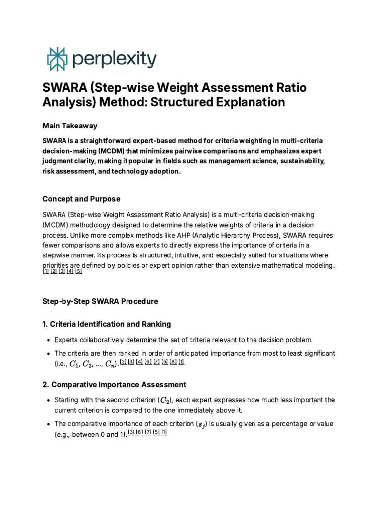 SWARA Method for Criteria Weighting | PDF | Applied Mathematics