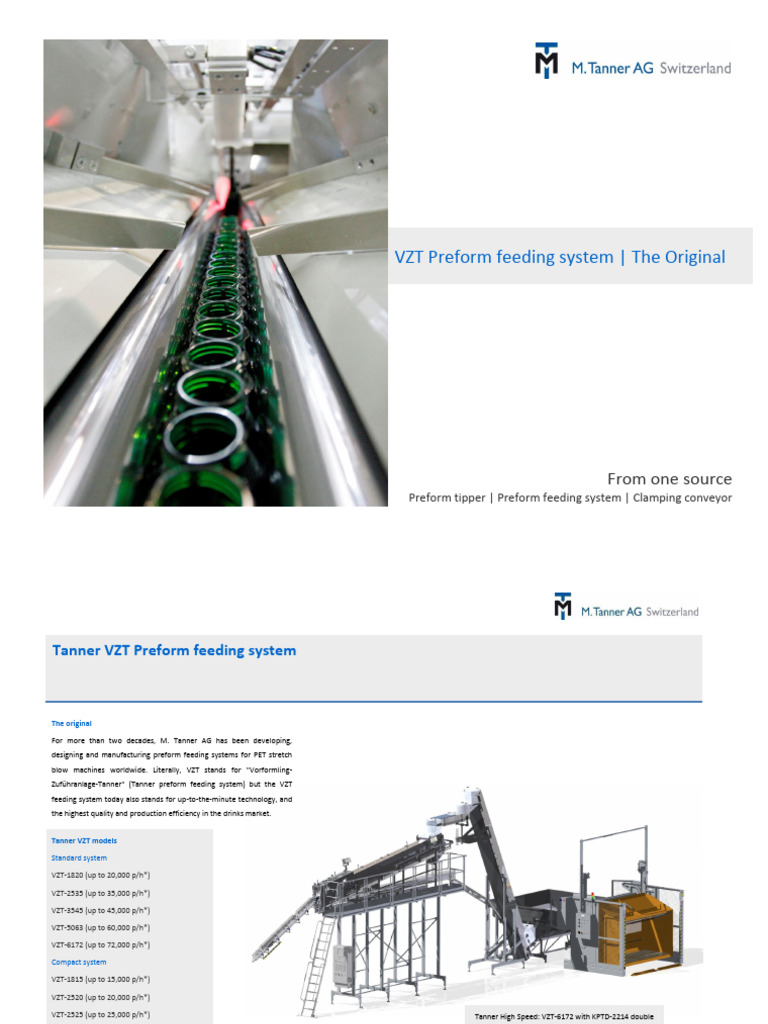 Tanner VZT Preform Feeding System the Original 02 | PDF | Elevator ...