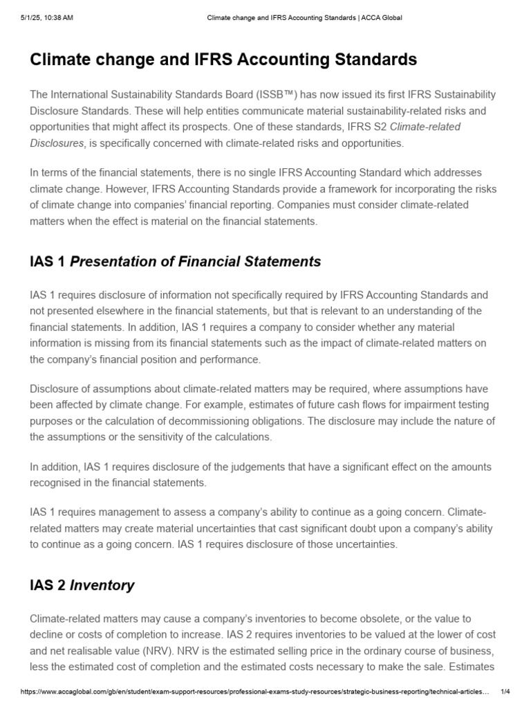 Climate Change and IFRS Accounting Standards | PDF | International Financial Reporting Standards ...