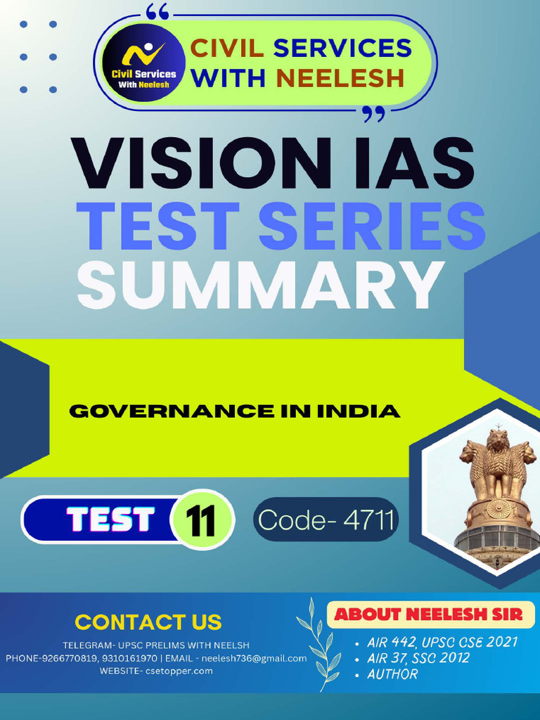Visiion Test 11 Short Notes - Code 4711 | PDF | Government