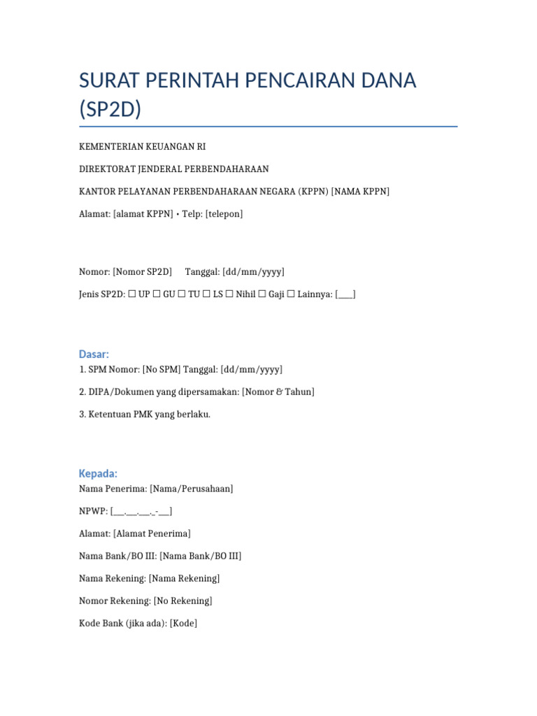 Template Sp2d Pdf
