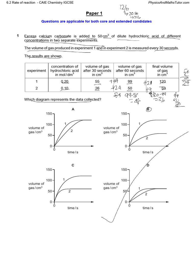 6.2 Rate of Reaction MCQ QP | PDF | Reaction Rate | Chemical Reactions
