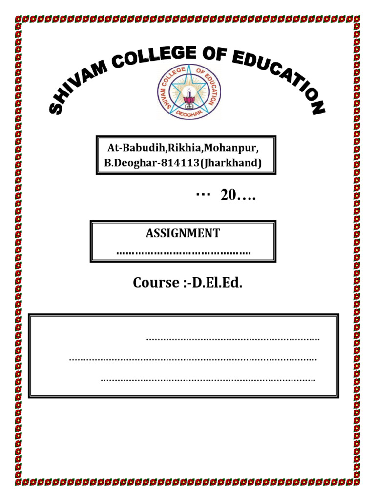 D.El.Ed. Practical File Assignment | PDF