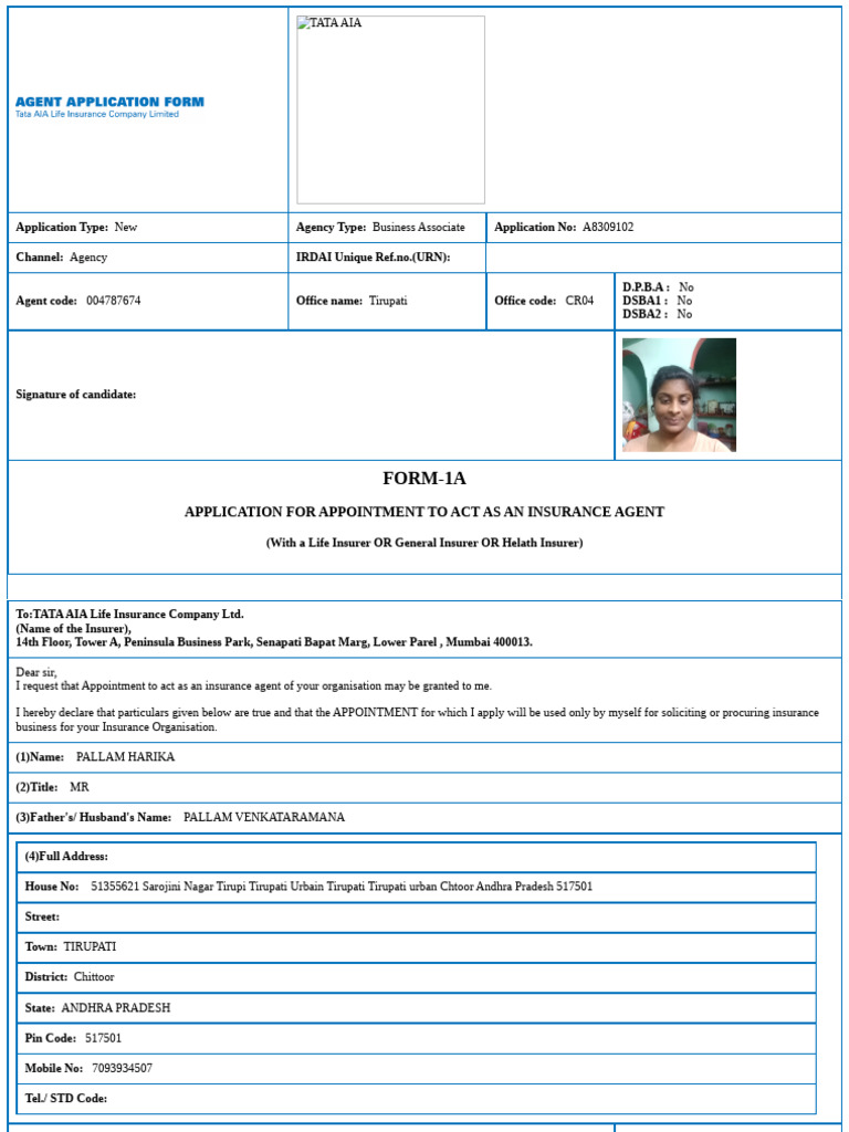 Form 1a | PDF