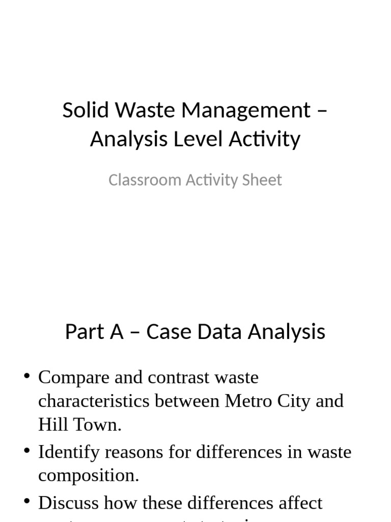 Solid Waste Management Analysis Activity | PDF