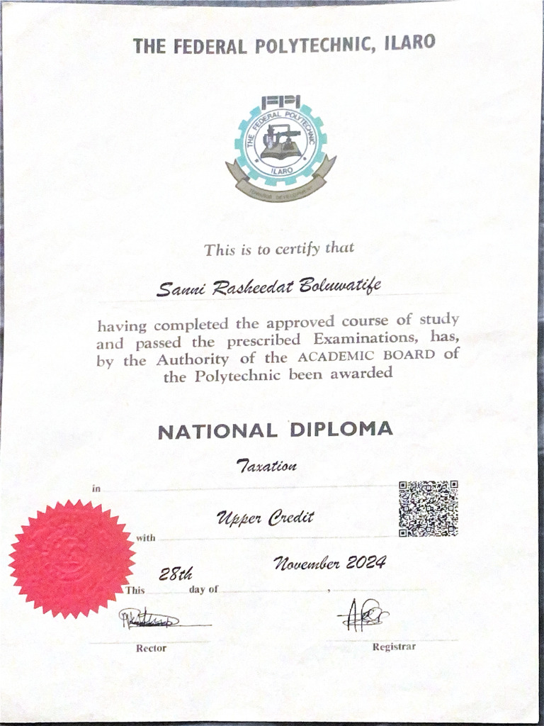 Tife ND Certificate | PDF